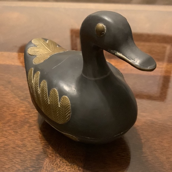 Accents | Vintage Antique Pewter Brass Duck Trinket Treasure Storage ...